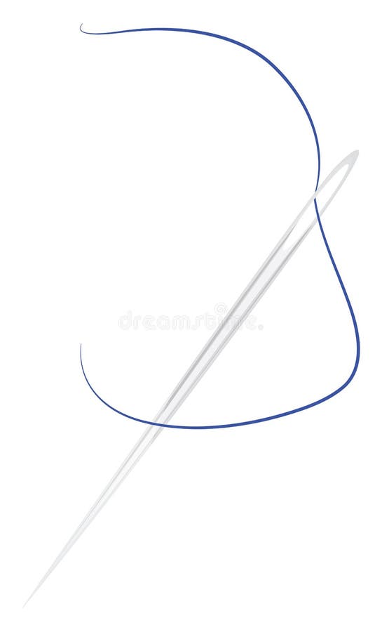 Sewing Needle with Blue Thread, Icon Stock Vector - Illustration of ...