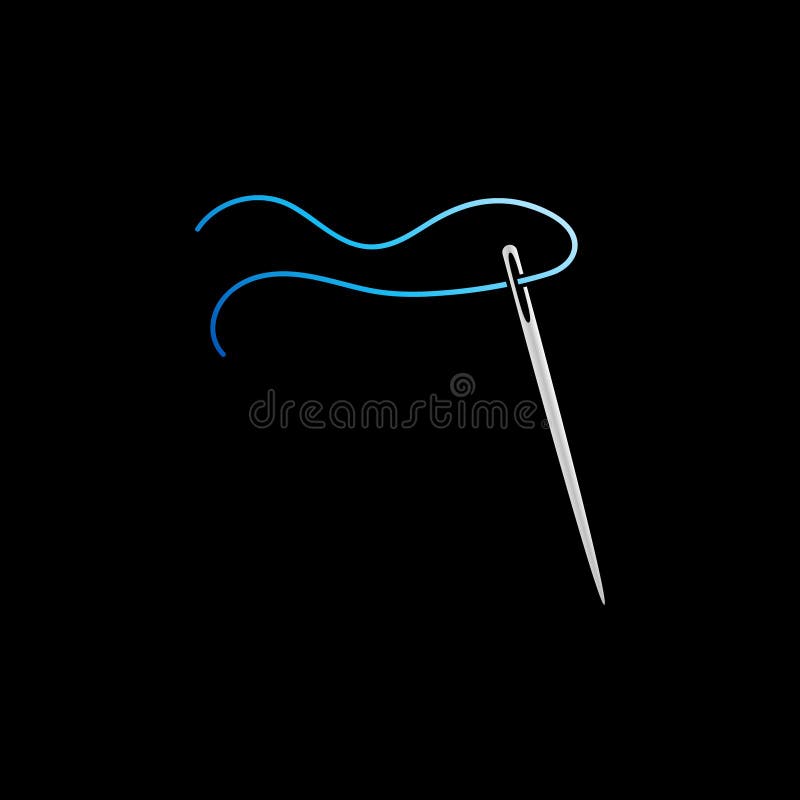 Sewing Needle with Blue Thread Vector Colored Icon. Handicraft Concept ...