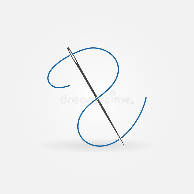 Sewing Needle with Blue Thread Vector Tailoring Icon or Sign Stock ...