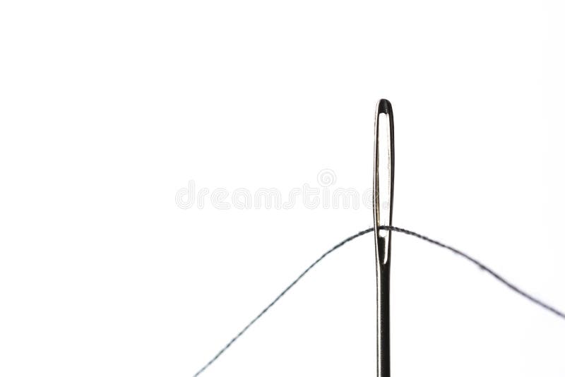 Sewing Needle Close Up with Black Thread Stock Photo - Image of macro ...