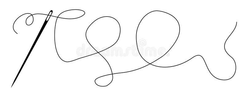 Sewing Needle with Continuous Tortuous Thread Stock Vector ...