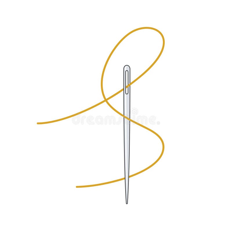 Sewing Needle and Gold Thread Vector Illustration Stock Vector ...