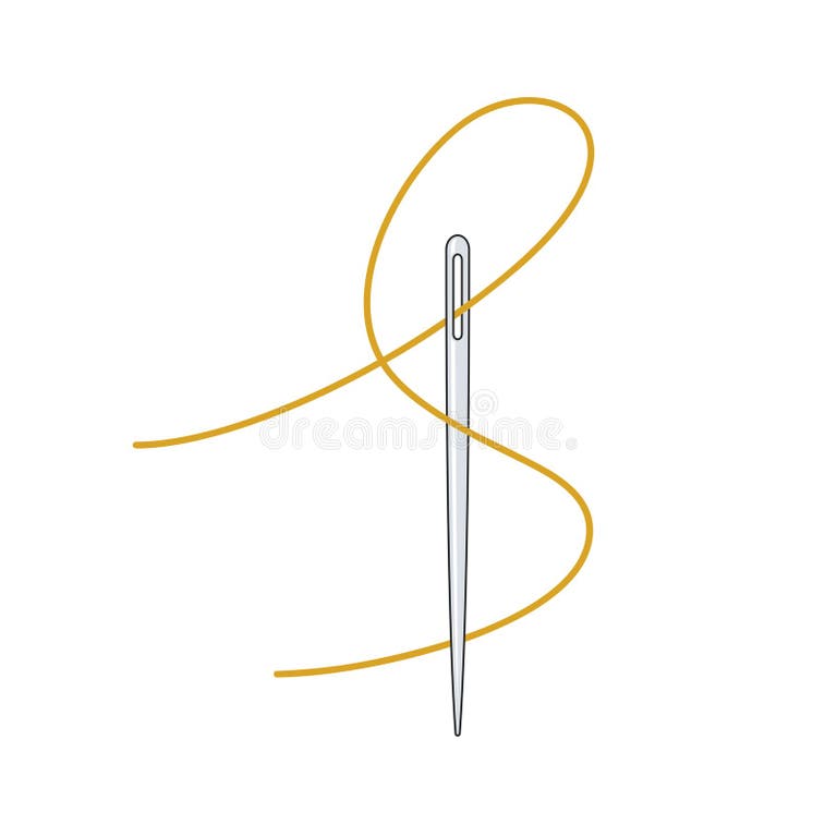 Sewing Needle and Gold Thread Vector Illustration Stock Vector ...