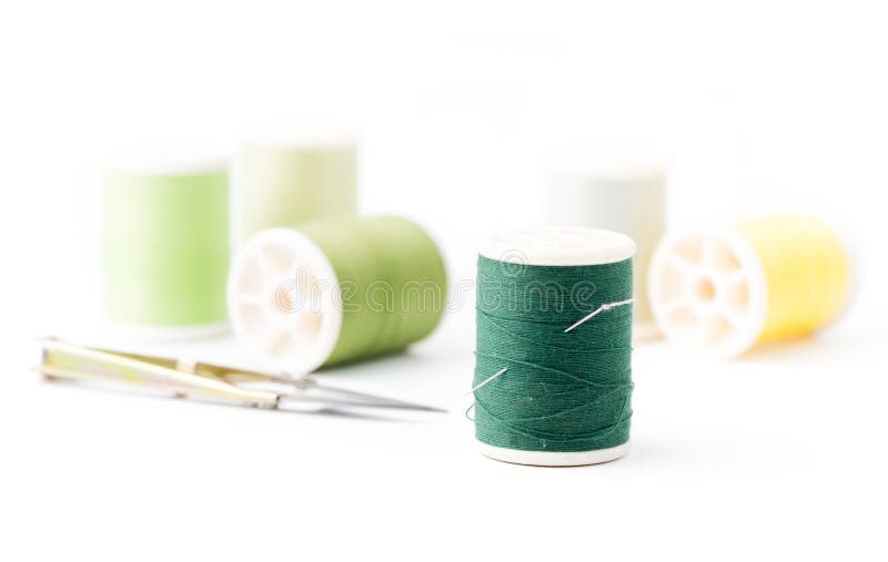Sewing Needle in Green Thread Stock Image - Image of needle, embroidery ...