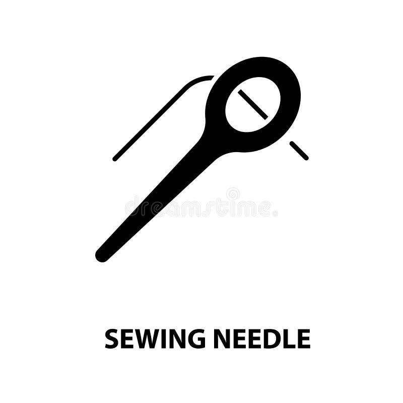 Sewing Needle Icon, Black Vector Sign with Editable Strokes, Concept ...