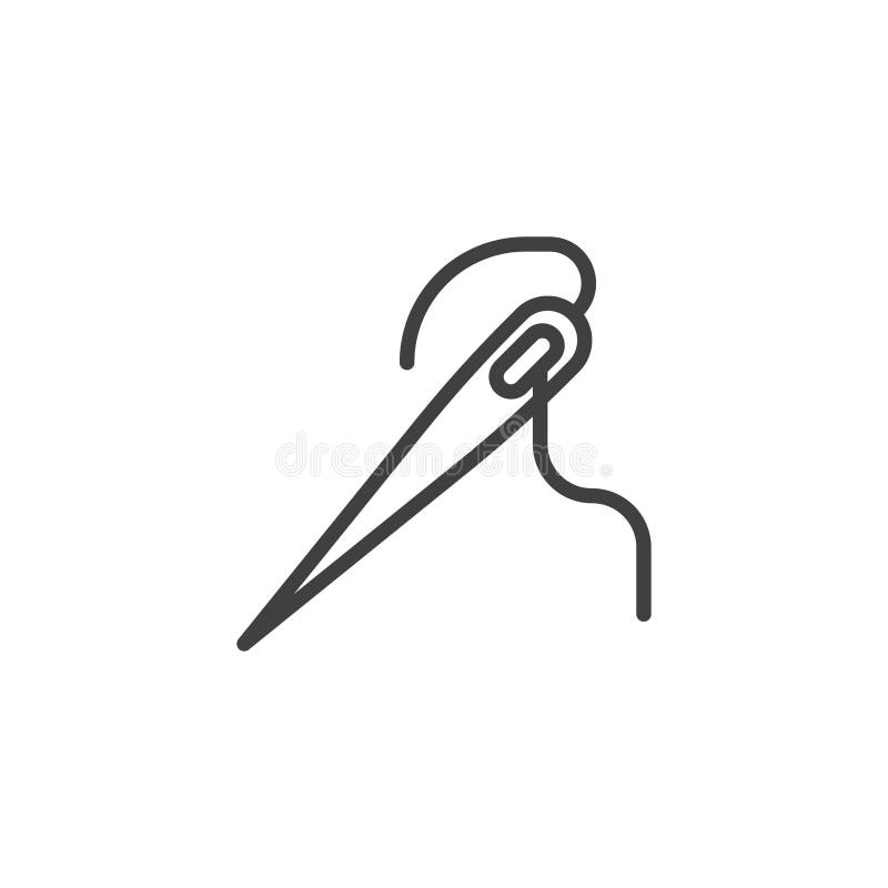Sewing Needle and Thread Reel Line Icon, Outline Vector Sign, Linear ...