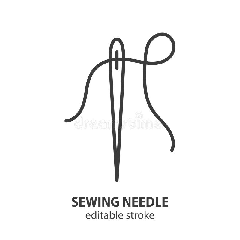 Sewing Needle Line Icon. Tailor Equipment Outline Symbol. Editable ...