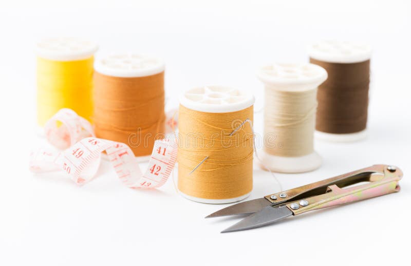 Sewing Needle in Orange Thread Stock Image - Image of fashion, thimble ...