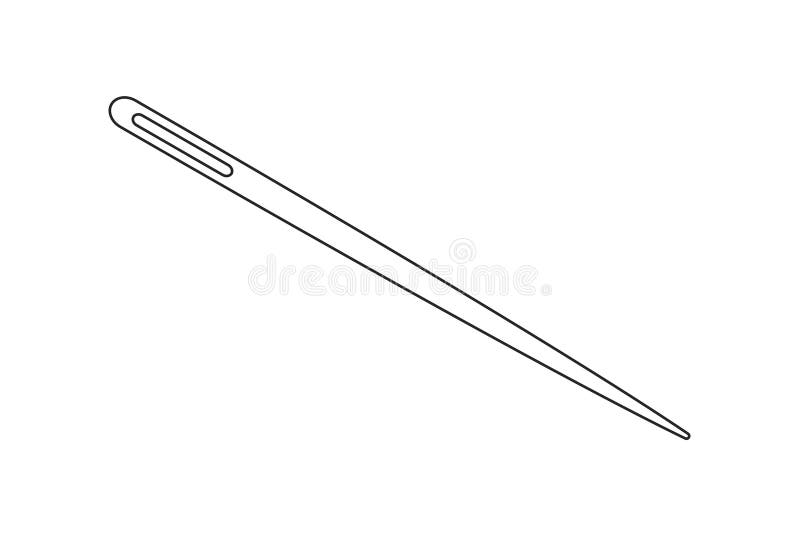 Sewing Needle Outline Vector Icon Stock Vector - Illustration of ...