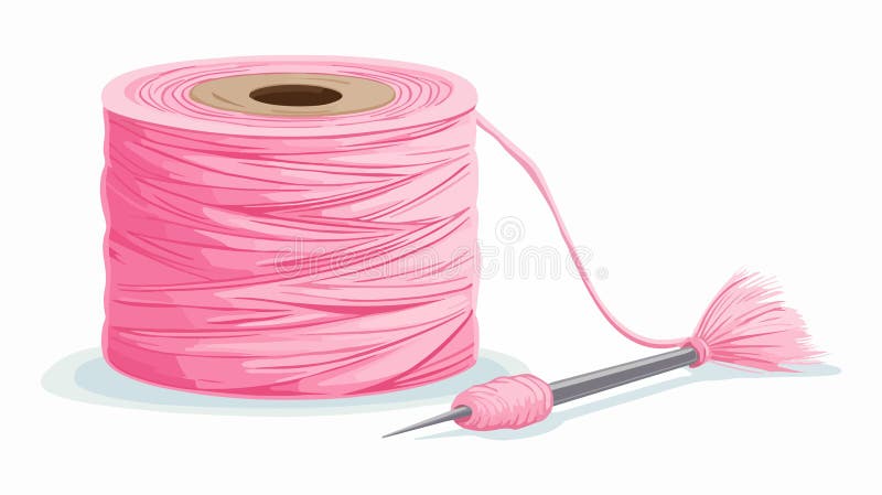 Sewing Needle and Pink Thread Spool Vector Stock Vector - Illustration ...