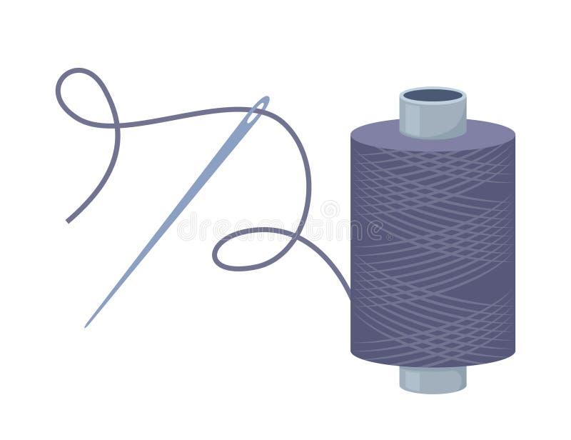 Sewing Needle with Red Thread. Accessory for Tailoring Stock Vector ...