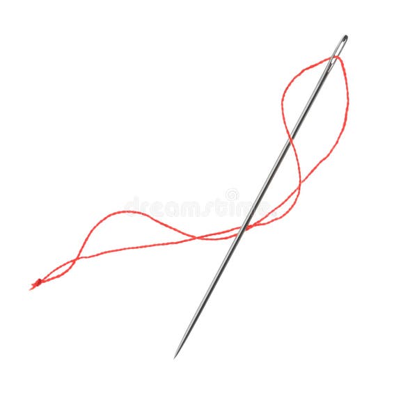 Sewing Needle with Red Thread Isolated on White Stock Photo - Image of ...