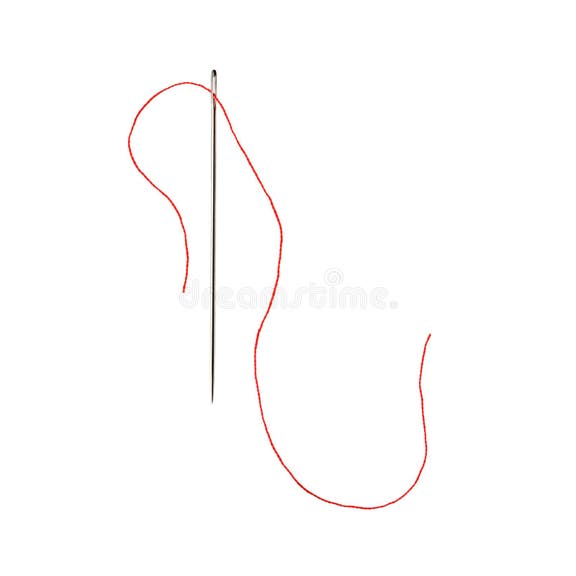 Sewing Needle with Red Thread Isolated on White Stock Image - Image of ...