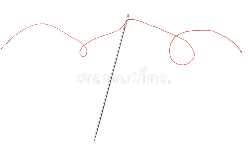 Sewing Needle with Red Thread Isolated on White Stock Image - Image of ...