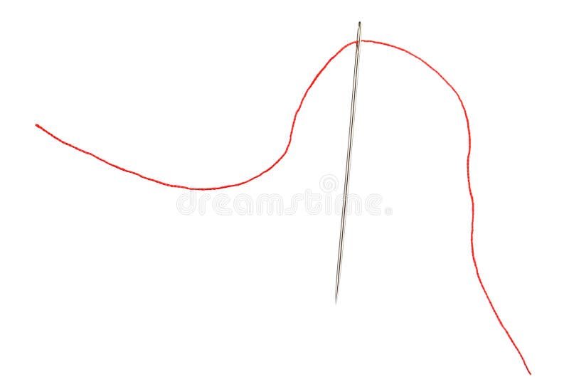 Sewing Needle with Red Thread Isolated on White Stock Image - Image of ...