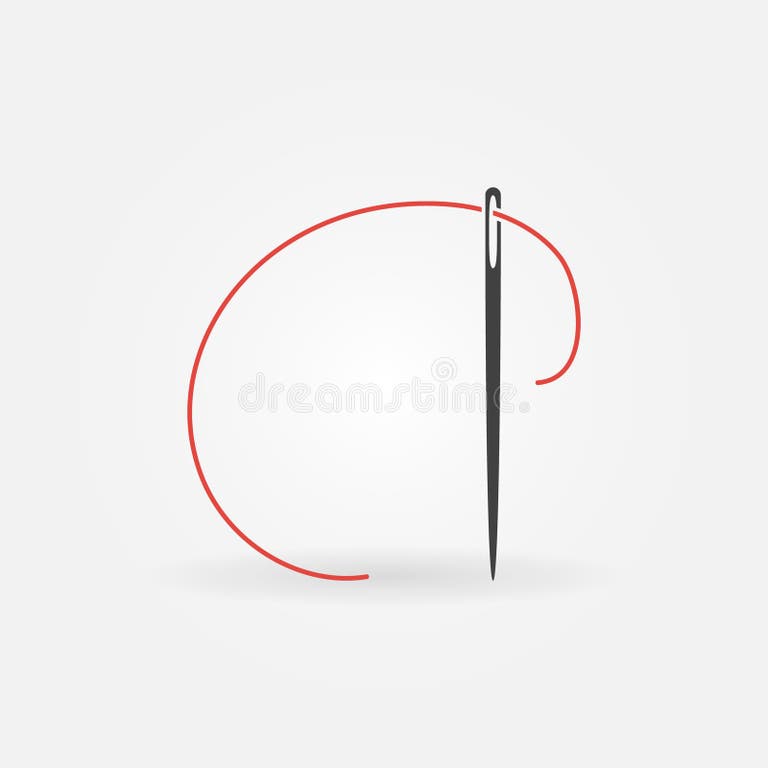 Sewing Needle with Red Thread Simple Vector Handicraft Concept Icon ...