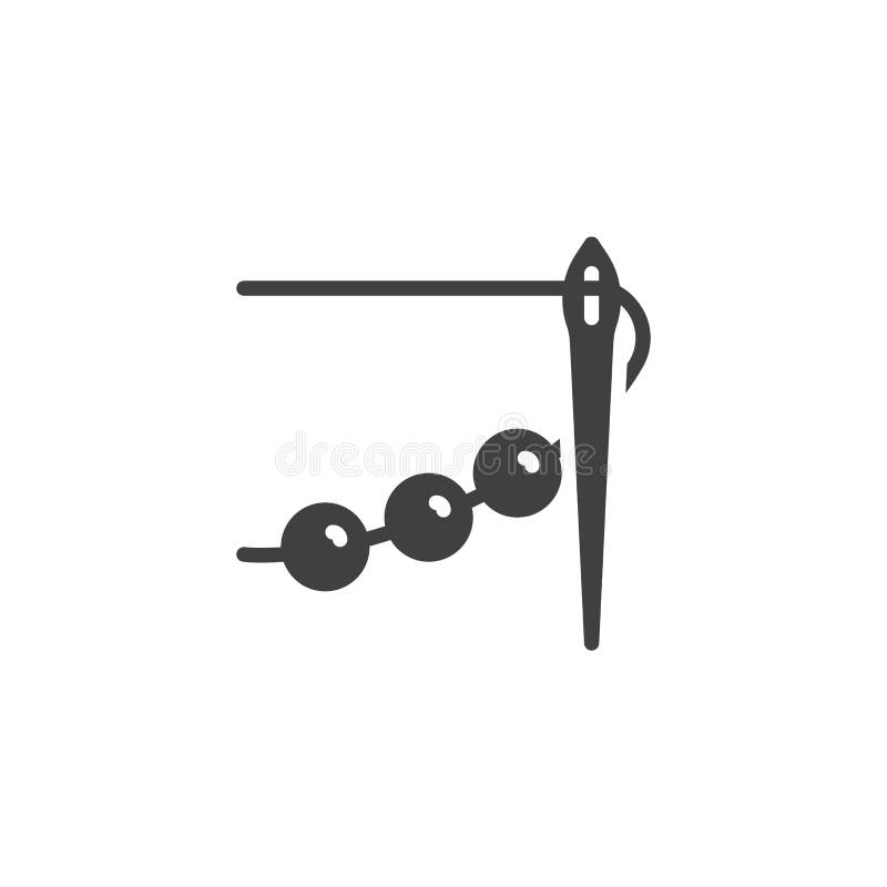 Sewing Needle with Thread and Bead Vector Icon Stock Vector ...