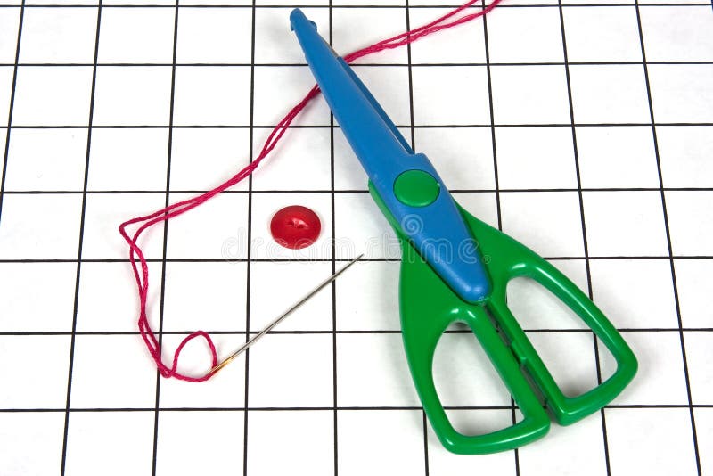 Sewing Needle with Thread and a Button Stock Photo - Image of scissors ...