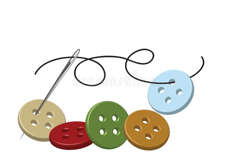 Needle thread and buttons stock vector. Illustration of reel - 5288675