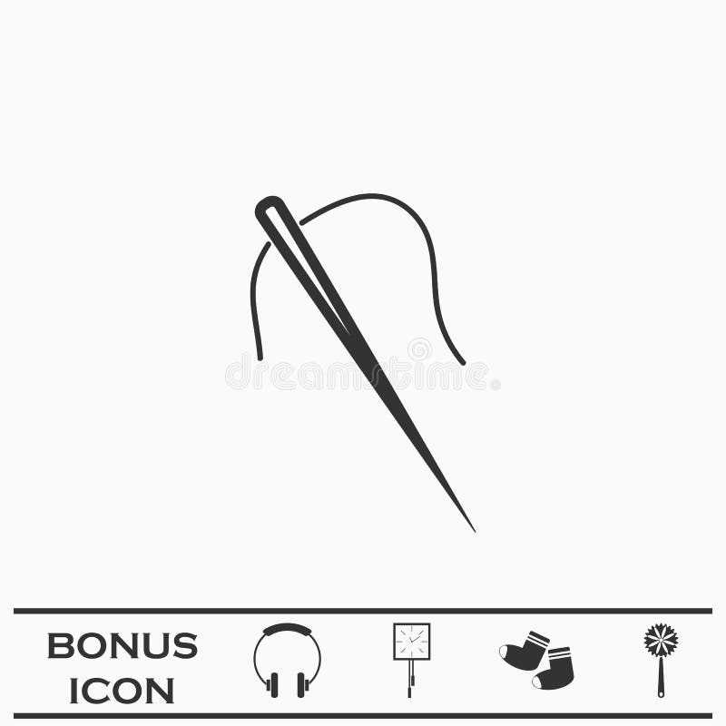 Sewing Needle with Thread Icon Flat Stock Illustration - Illustration ...