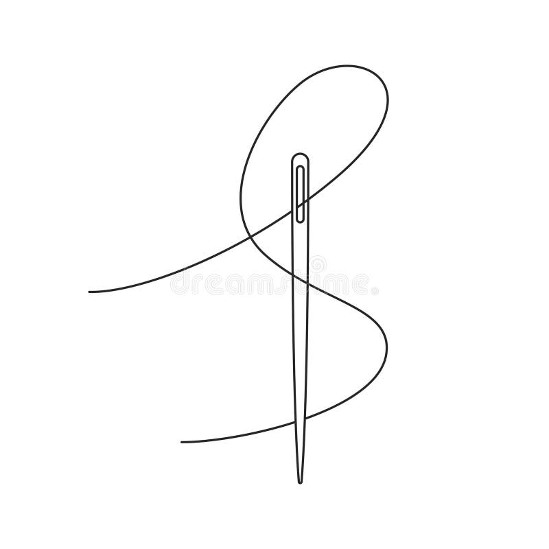 Sewing Needle and Thread Outline Vector Illustration Stock Vector ...