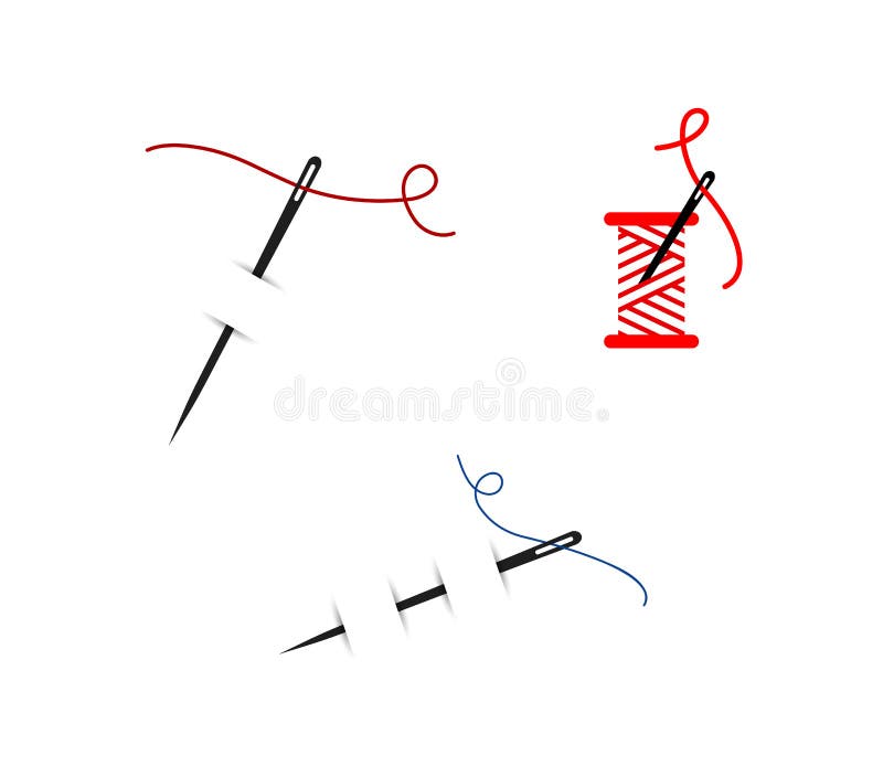 Sewing Needle with Thread and Stitching. Red Spool of Thread Stock ...