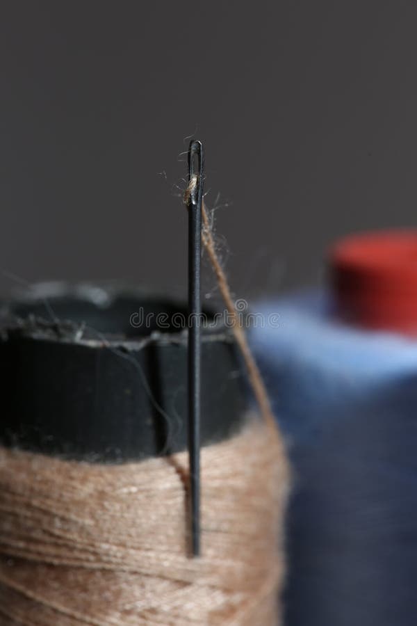 Sewing needle and thread stock photo. Image of hand - 369008450