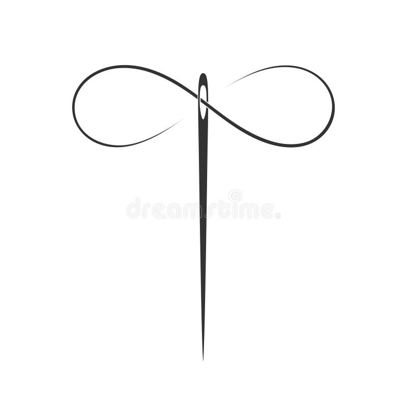 Sewing Needle with Thread Symbol Isolated on White Background Stock ...