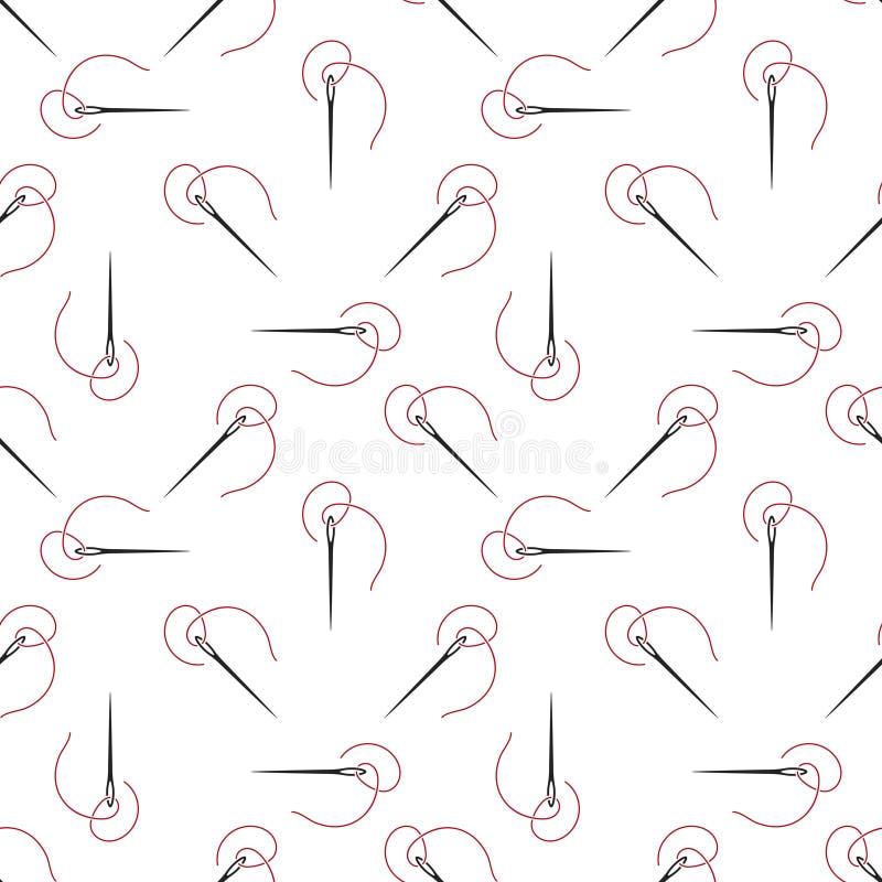 Sewing Needle with Thread Vector Handicraft Geometric Seamless Pattern ...