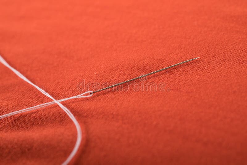 Sewing Needle with White Thread Attached To it Stock Image - Image of ...