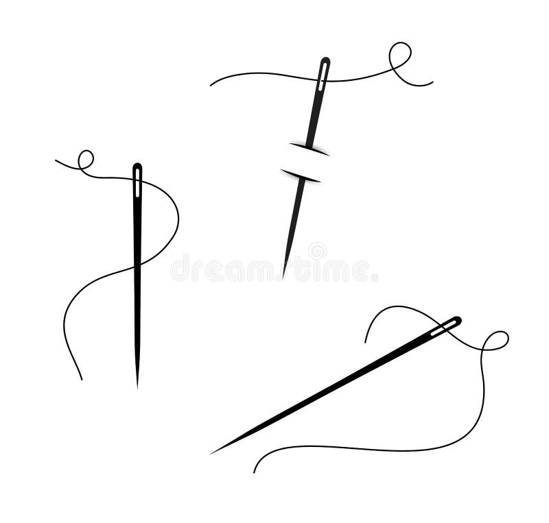 Sewing Needles of Different Sizes and Stitch. Stock Vector ...