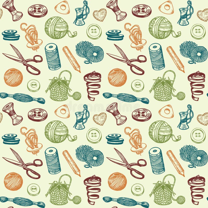Sewing and Needlework Seamless Pattern Vector Stock Vector ...