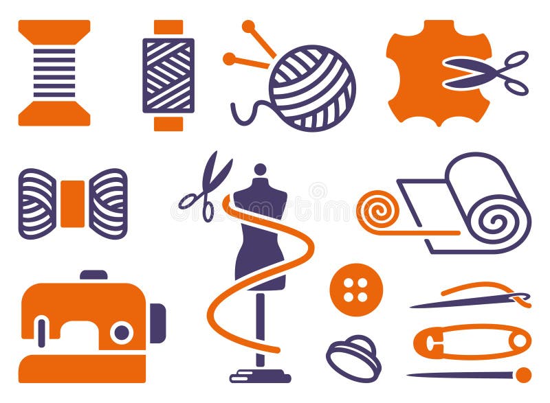 Sewing and Needlework Icons Stock Vector - Illustration of icon ...