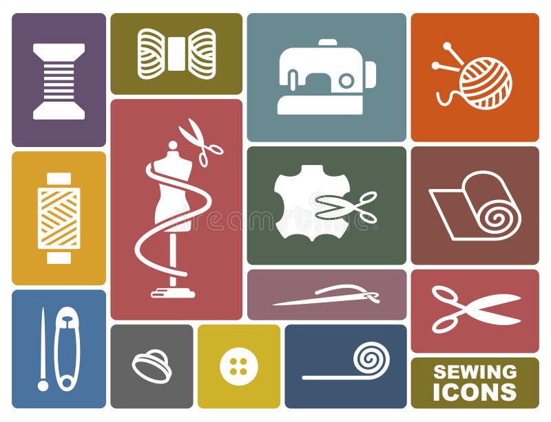 Sewing and Needlework Icons Stock Vector - Illustration of clip, orange ...