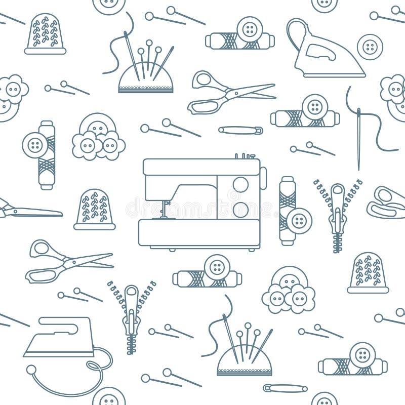 Sewing and Needlework Seamless Pattern Stock Vector - Illustration of ...