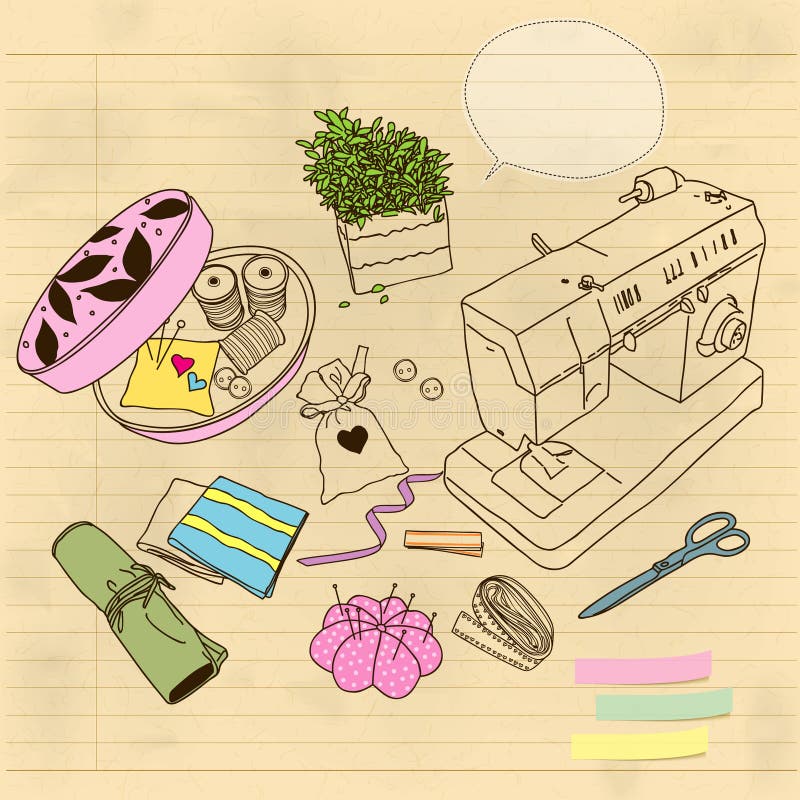 Sewing and needlework stock vector. Illustration of sketch - 73071007
