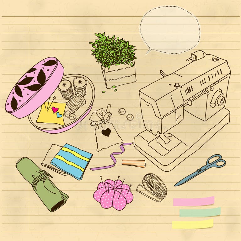 Sewing and needlework stock vector. Illustration of sketch - 73071007