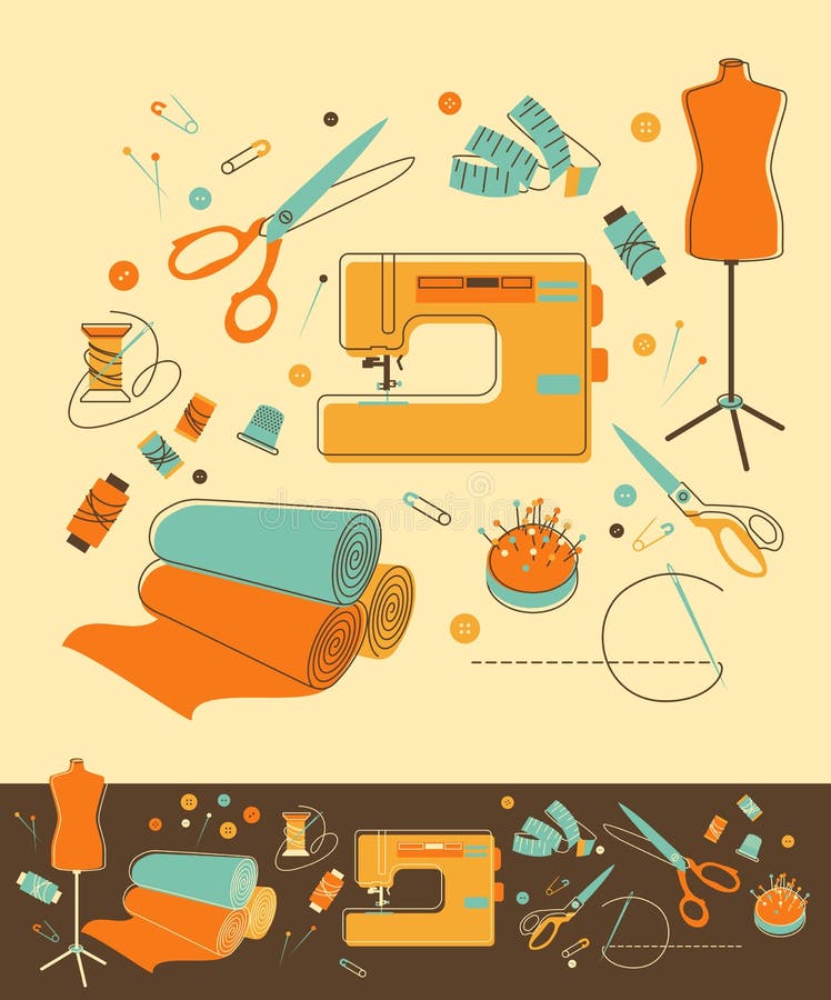 Sewing objects stock vector. Illustration of accessory - 31795647