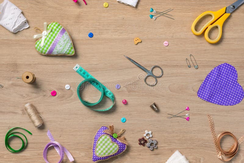 Sewing objects wallpaper stock photo. Image of material - 62281856