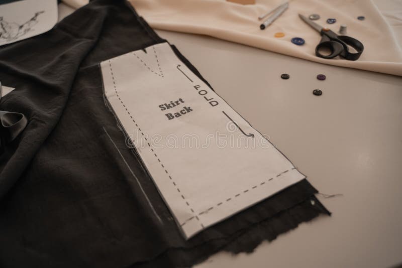 Sewing Pattern on Cloth in Designer Stock Photo - Image of clothing ...