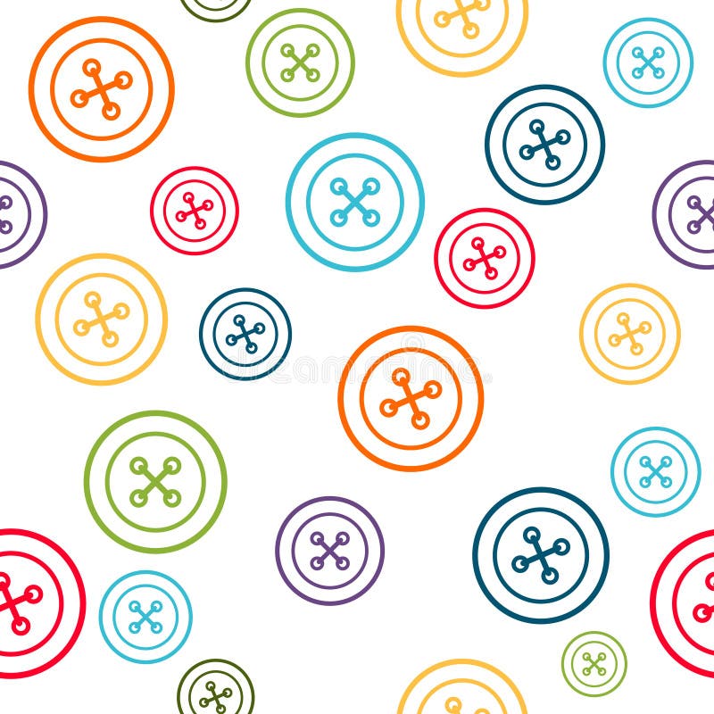 Sewing Pattern with Colorful Line Buttons Stock Vector - Illustration ...