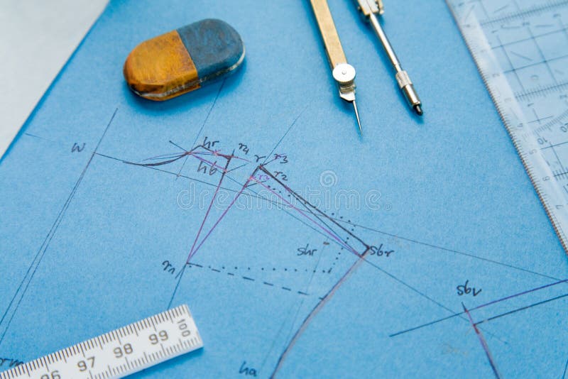 Sewing Pattern with a Compass Stock Photo - Image of circle, tailor ...
