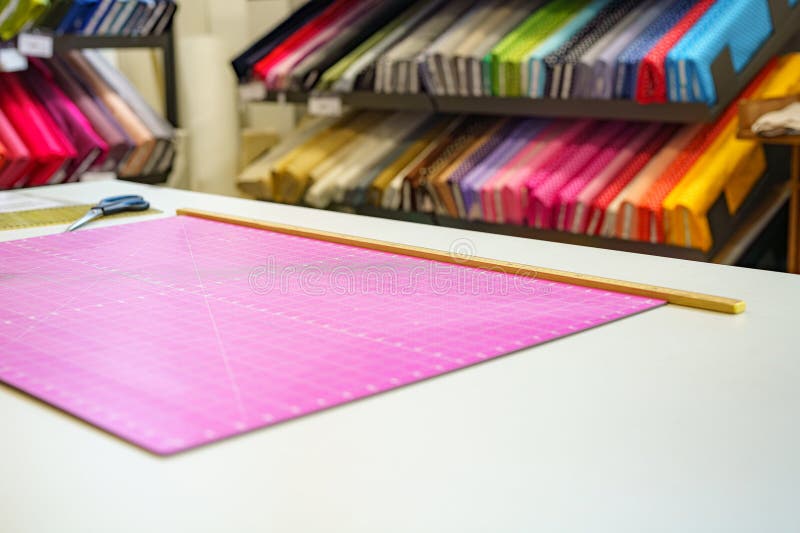 Sewing Pattern and Scissors for Cutting Out Fabric for Sewing Stock ...