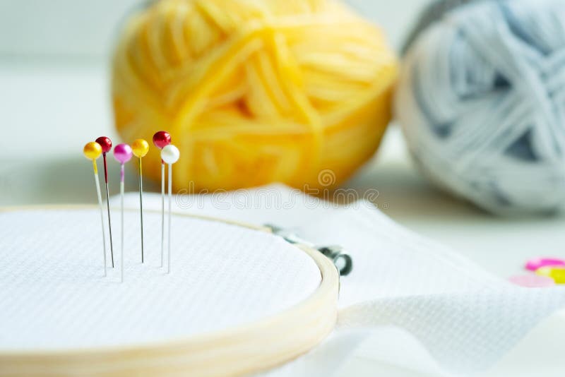 Sewing Pins on Embroidery Hoop Stock Image - Image of embroidery ...
