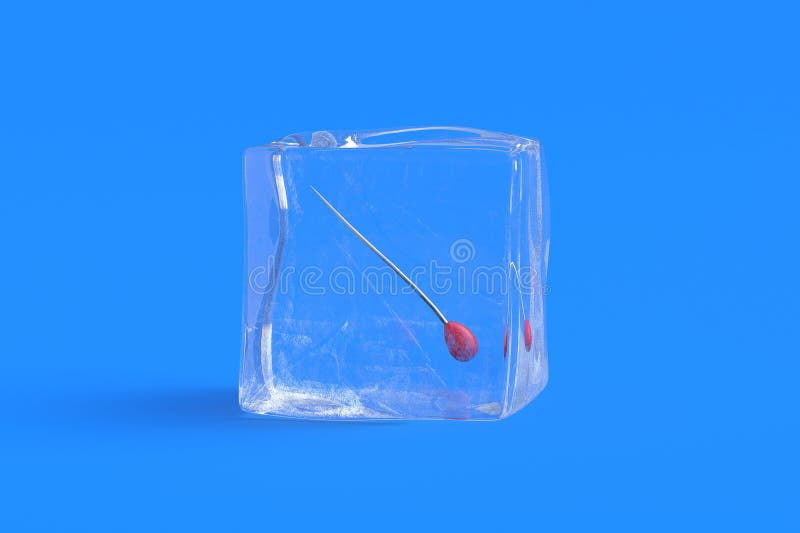 Sewing pin in ice cube stock illustration. Illustration of cube - 372827250