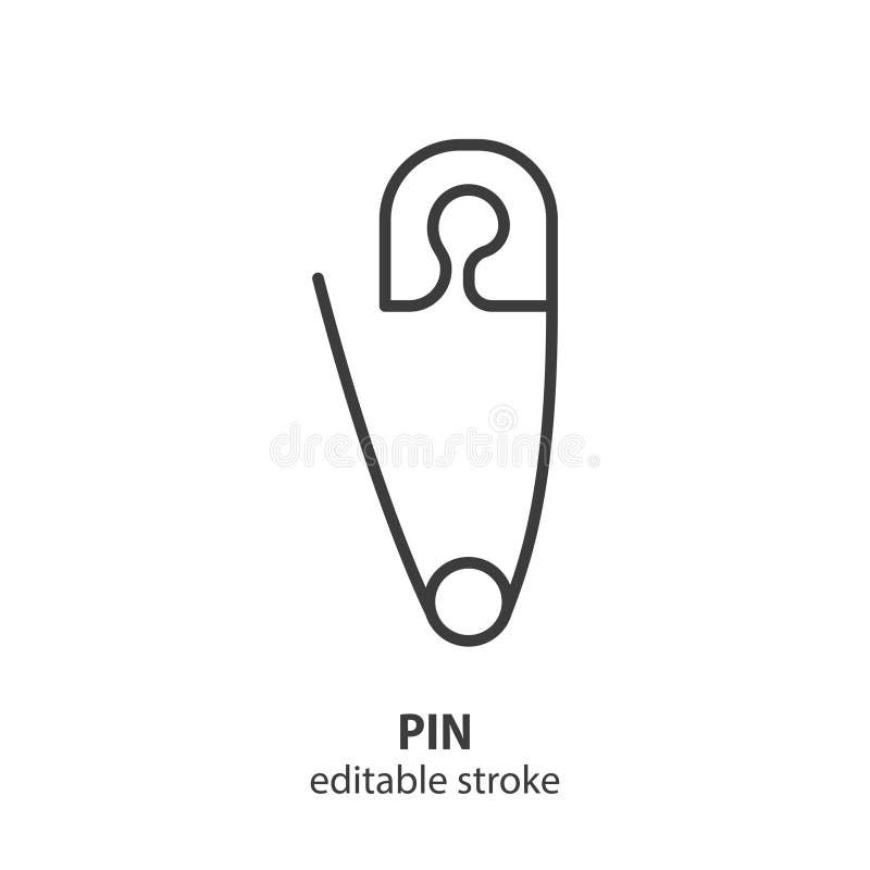 Sewing Pin Line Icon. Editable Stroke Stock Vector - Illustration of ...