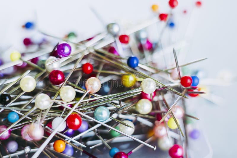 Sewing Pins with Colored Round Head Stock Image - Image of bright ...