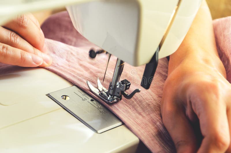Sewing Process on the Sewing Machine Stock Photo - Image of cloth ...