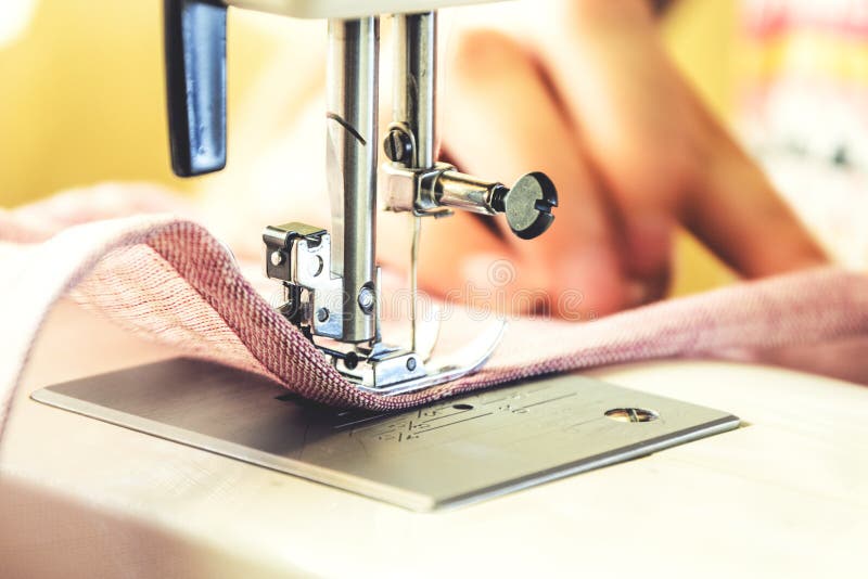 Sewing Process on the Sewing Machine Stock Photo - Image of cloth ...