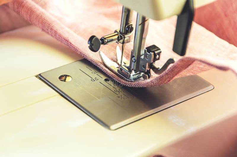 Sewing Process on the Sewing Machine Stock Photo - Image of closeup ...